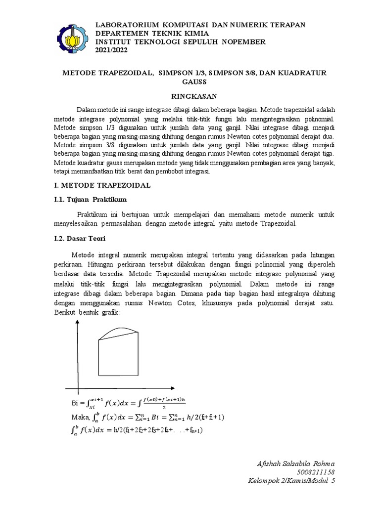 Metode Numerik Integral: Trapezoidal & Simpson | PDF
