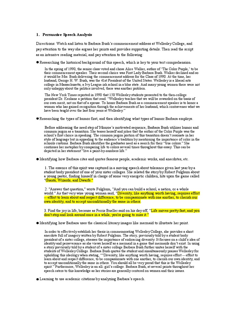 Directions:: 1. Persuasive Speech Analysis | PDF | Cognition