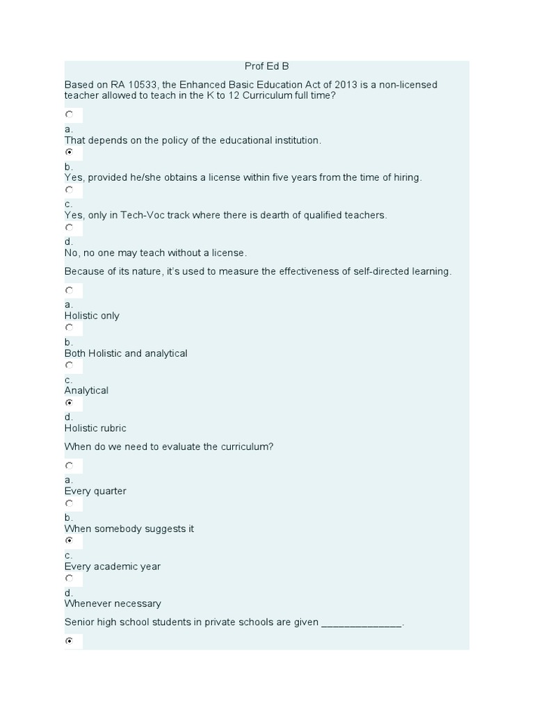 ProfEd B | Download Free PDF | Teachers | Educational Assessment