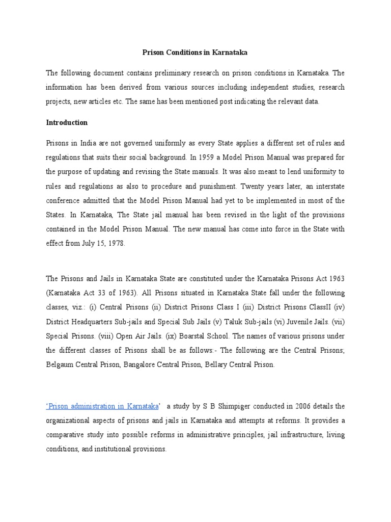 Studies On Prisons in Karnataka | PDF | Prison | Prisoner