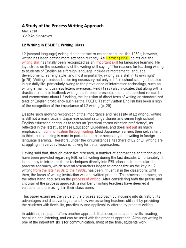 A Study of The Process Writing Approach | PDF