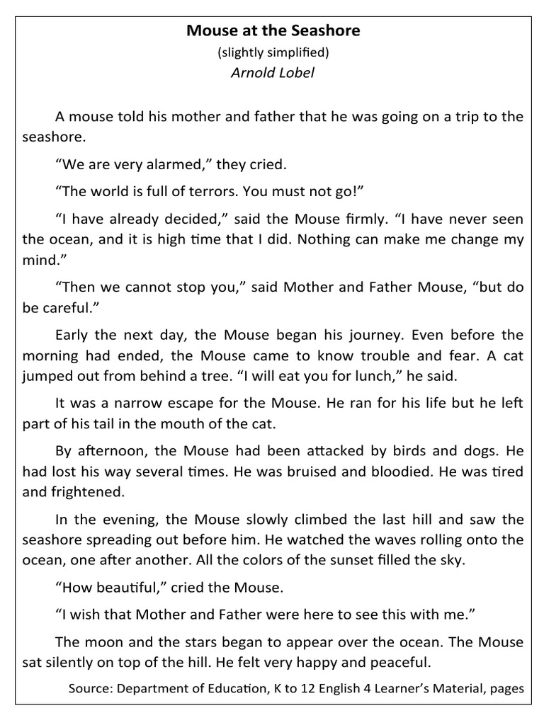 Mouse at The Seashore-Story-Presentation | PDF