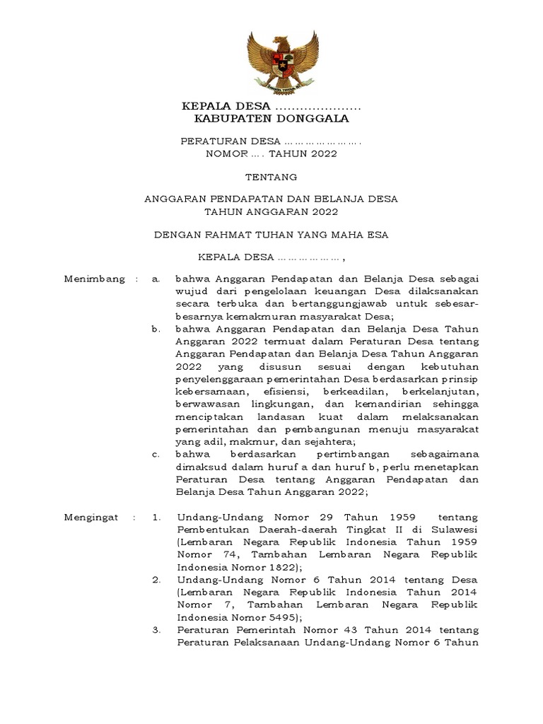 Draft Perdes APBDes FIX | PDF