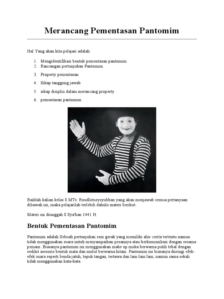 Merancang Pementasan Pantomim | PDF