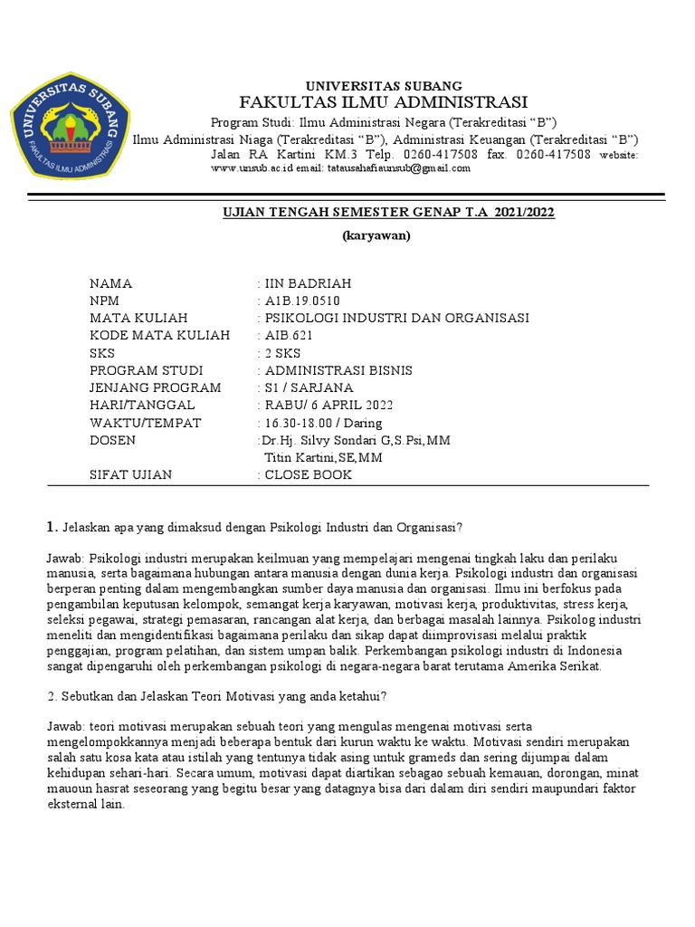 UTS PIO Karyawan | PDF