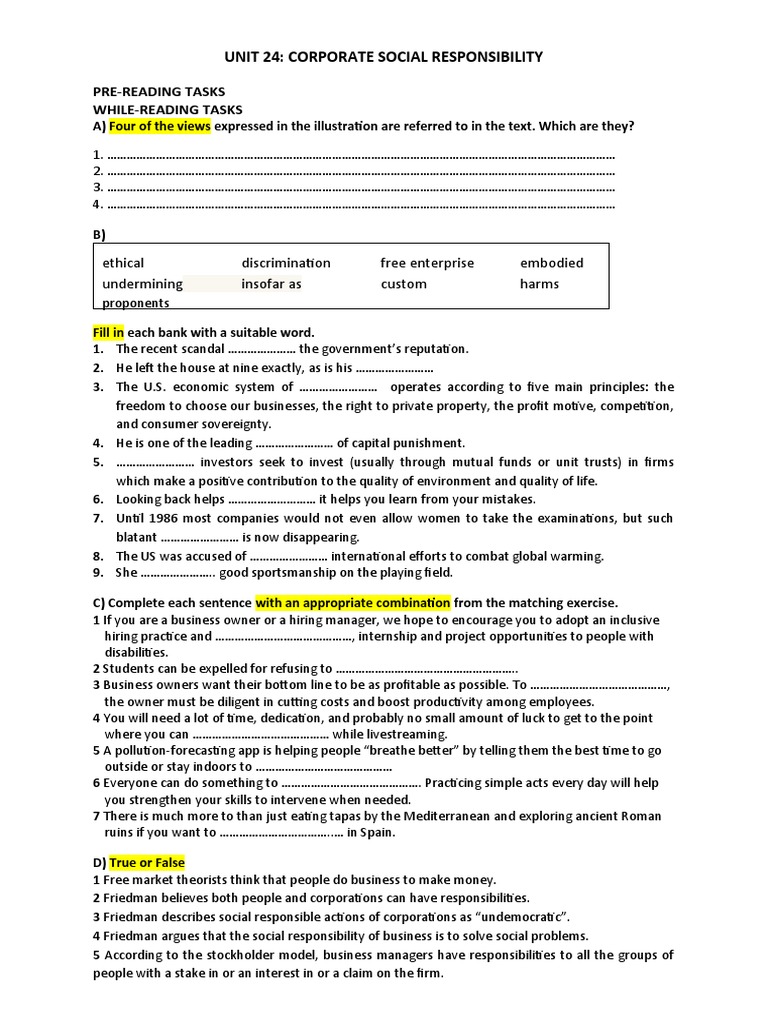 EFBS - UNIT 24 - Reading - Activities - LMS | PDF | Economies | Business