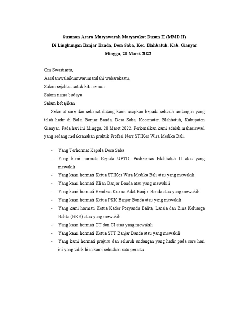 Teks MC Dan Doa MMD II | PDF