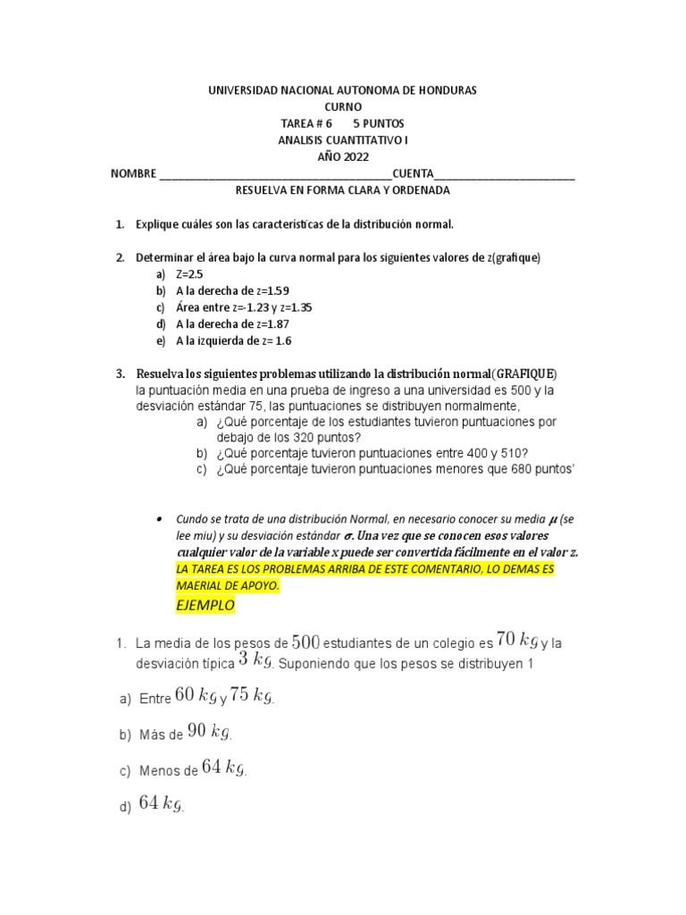 Tarea # 6 Analisis 1 D. Normal | PDF