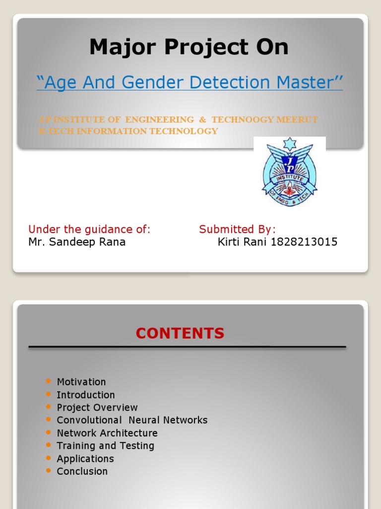 Major Project On: "Age and Gender Detection Master'' | PDF ...