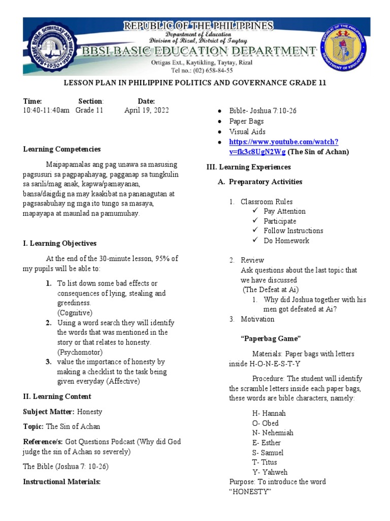 Lesson Plan | PDF | Lesson Plan | Cognition