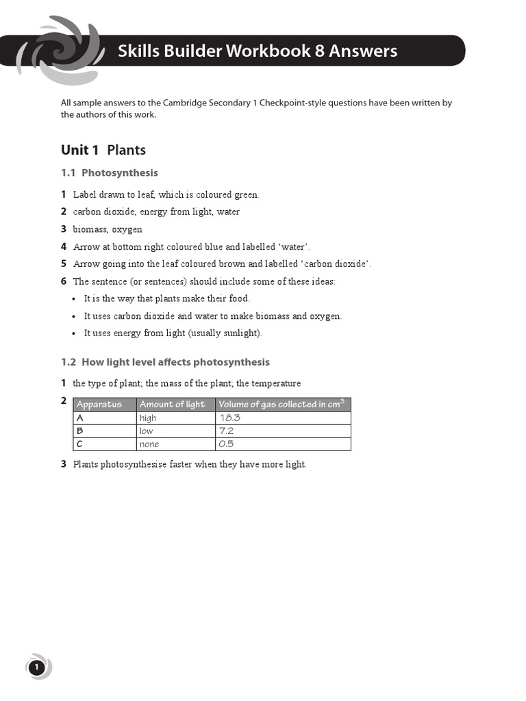 Cambridge Checkpoint Science Skills Builder 8 Answers | PDF | Chlorine ...