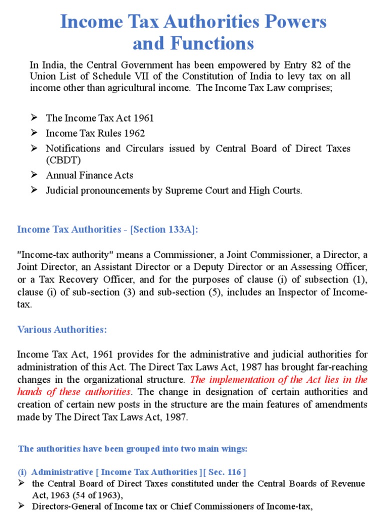 Unit 2 - Income Tax Authorities Powers and Functions | PDF | Taxes ...