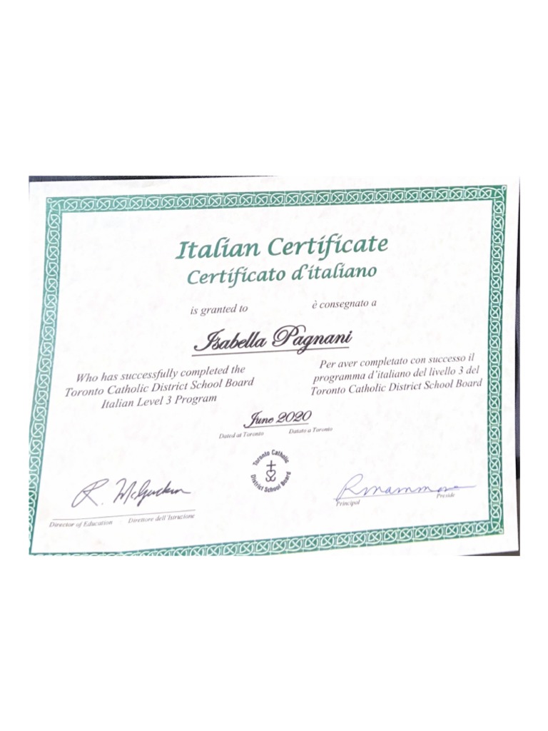 Italian Certificate | PDF