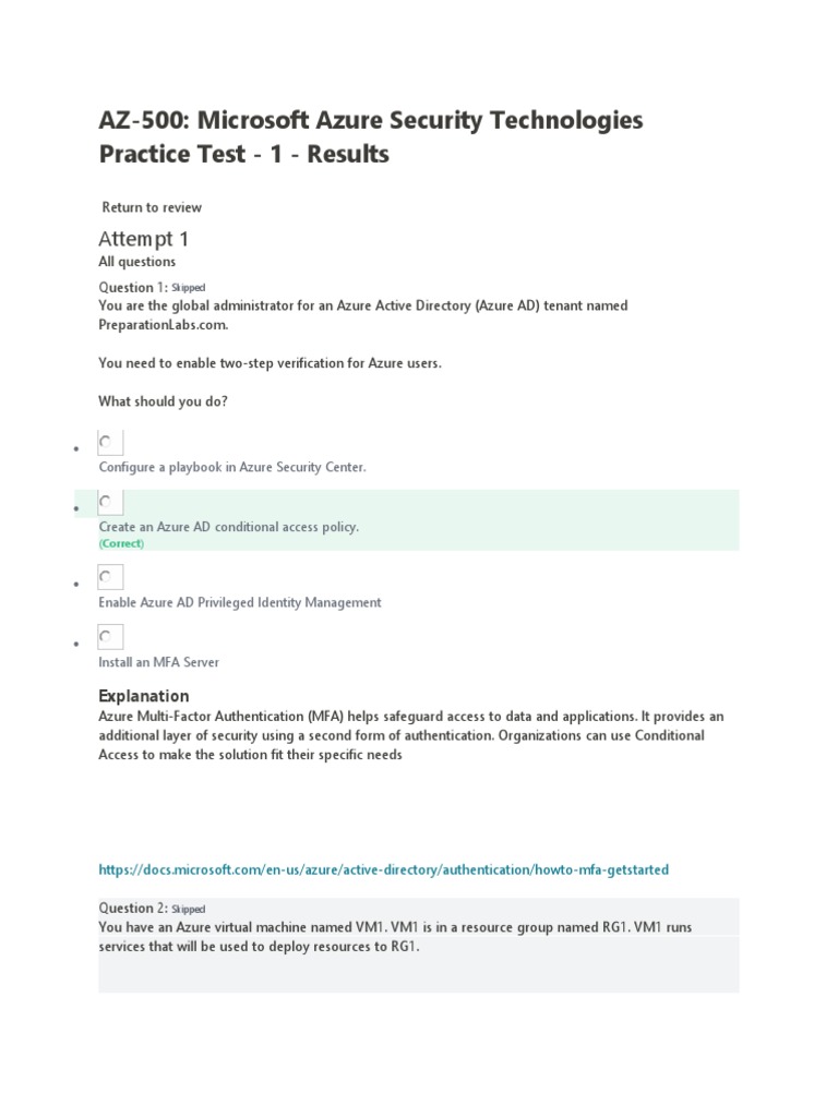 Az 500 Practice Test Results Summary Pdf Microsoft Azure Encryption
