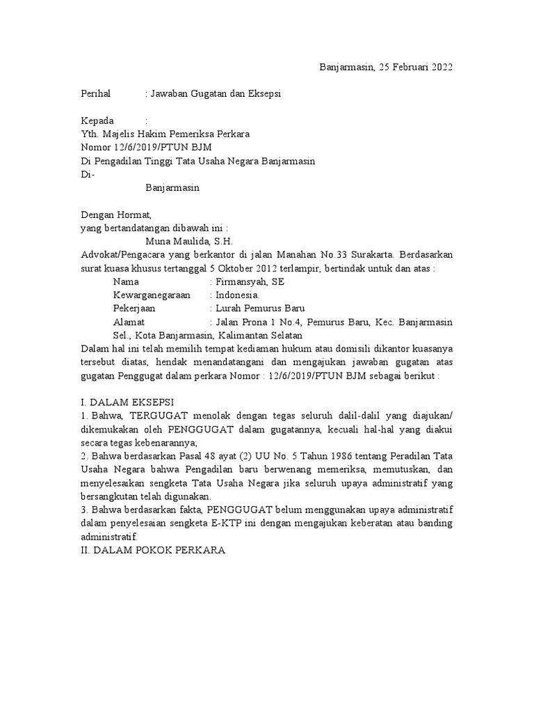 Contoh Surat Ptun | PDF