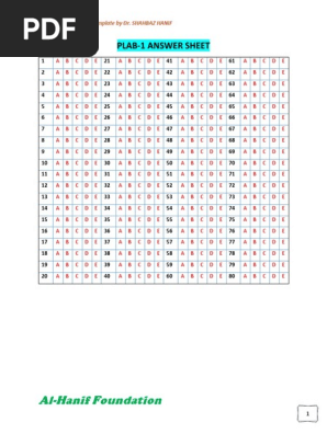 Answer Sheet Template 1 25