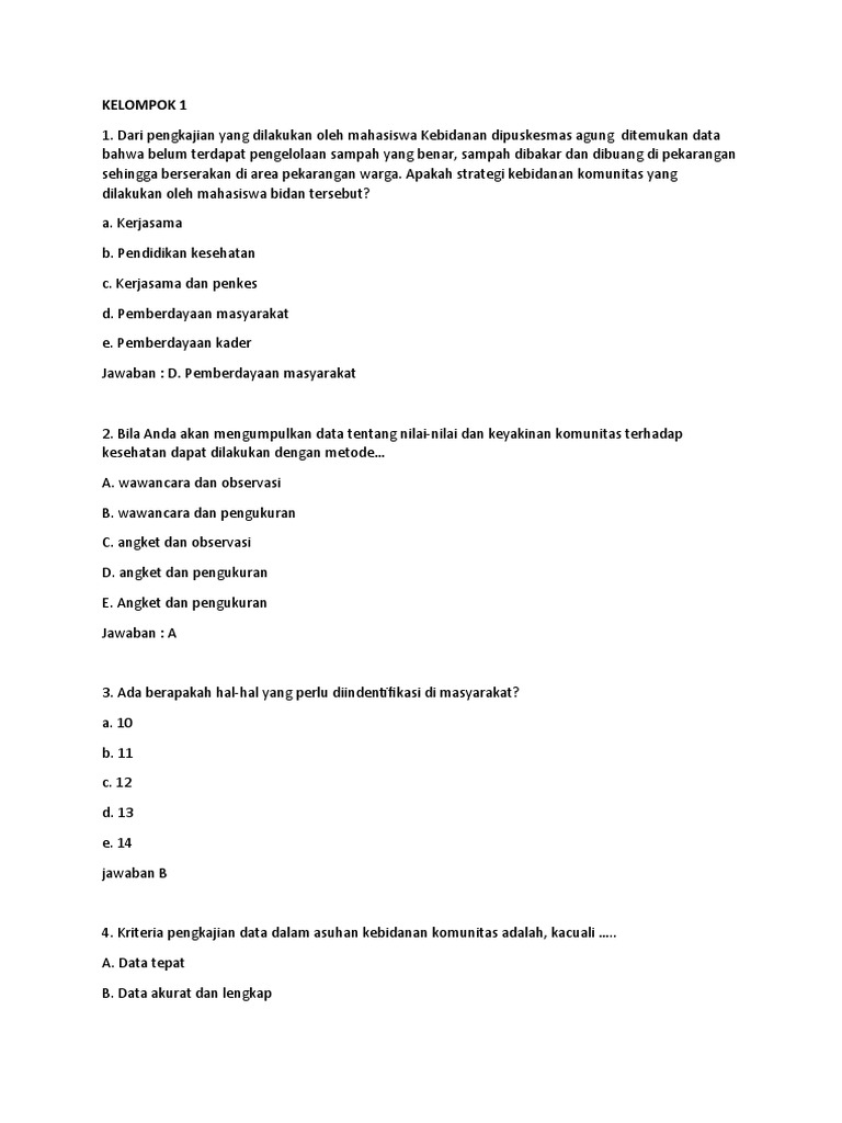 Soal 2b Kebidanan Komunitas | PDF
