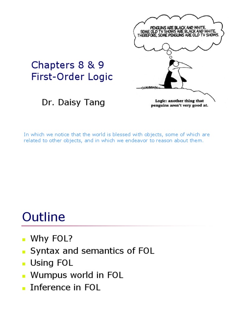 Chapters 8 & 9 First-Order Logic: Dr. Daisy Tang | Download Free PDF ...