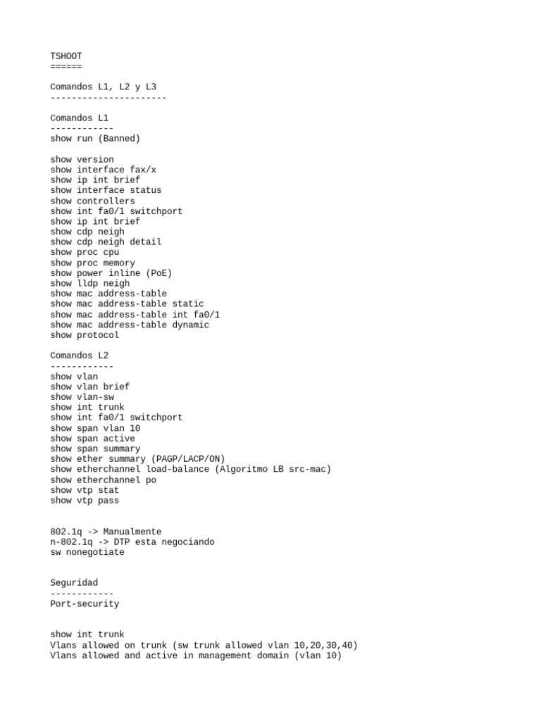 TEAN07 C2 Comandos L2 y L3 | PDF | Computers | Technology & Engineering