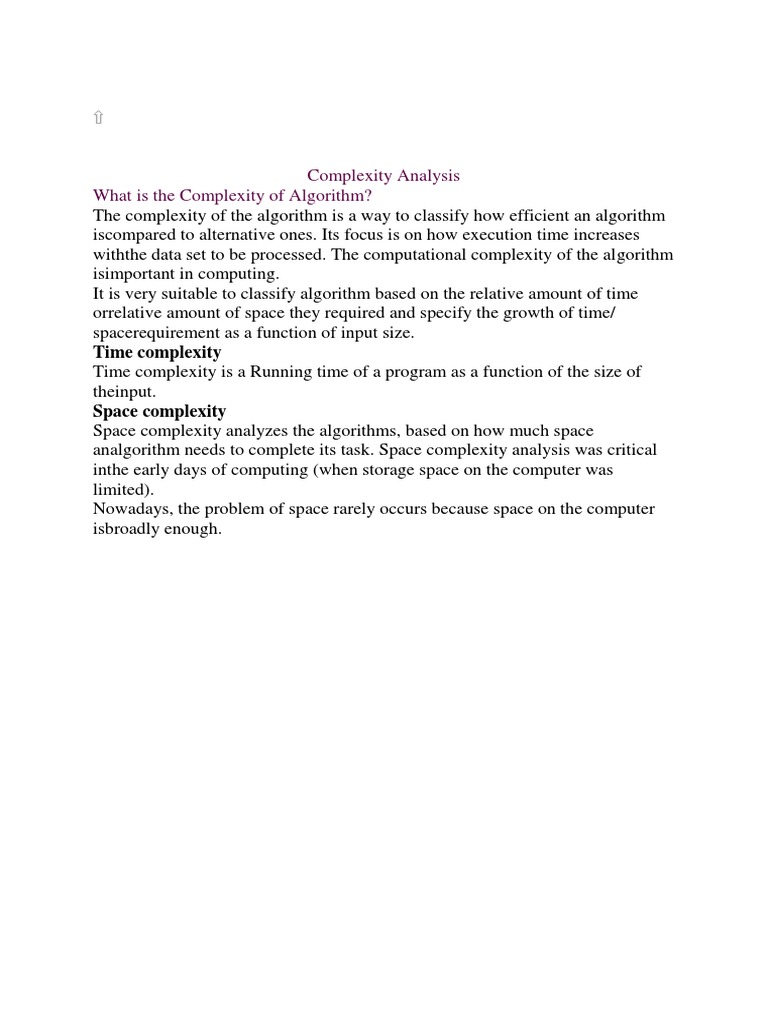 Complexity Analysis of Algorithms | PDF