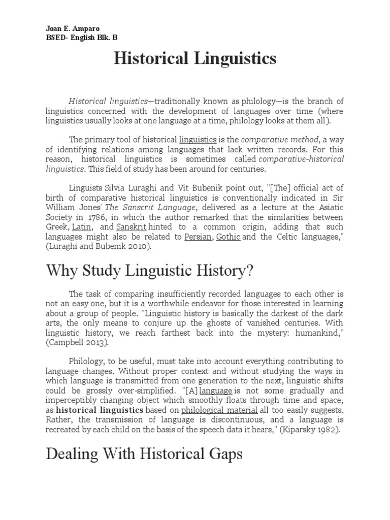 Historical Linguistics: Why Study Linguistic History? | PDF ...
