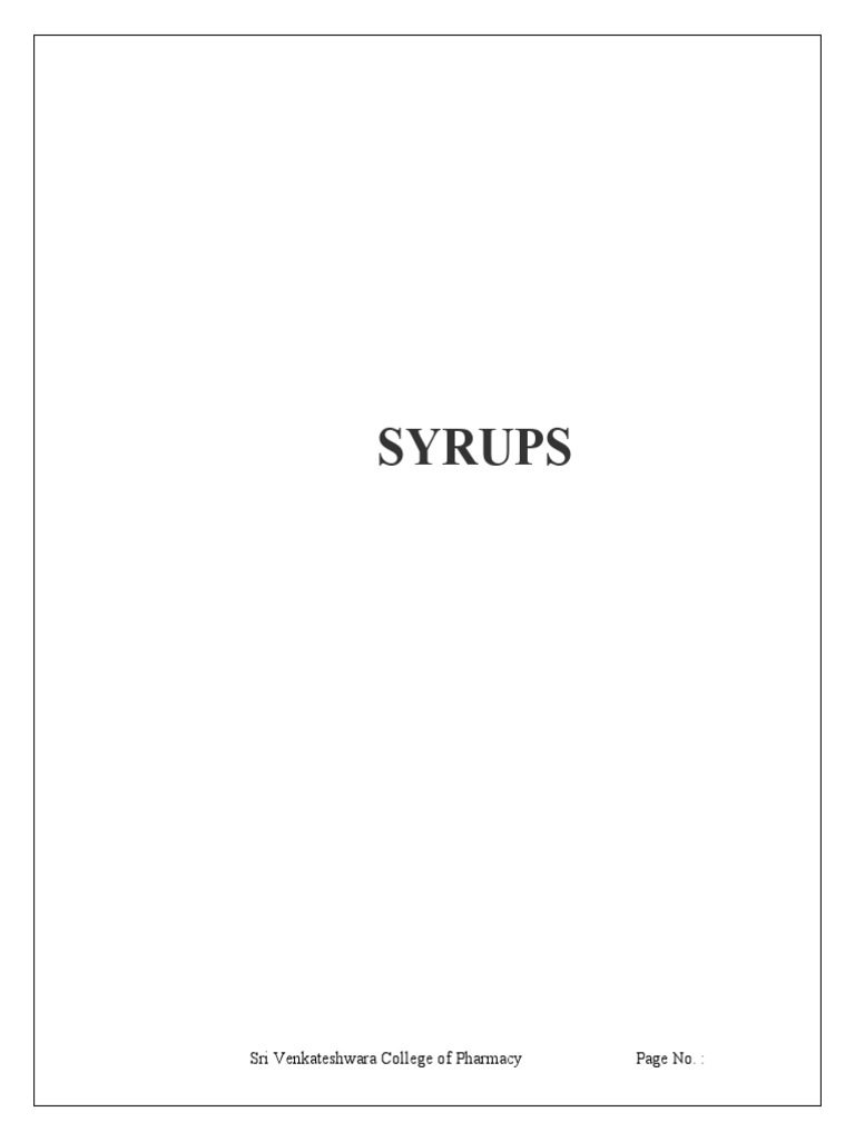 SYRUPS GUIDE | PDF | Emulsion | Sucrose