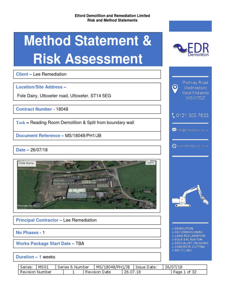 Risk Assessment and Method Statement | PDF | Demolition | Personal ...