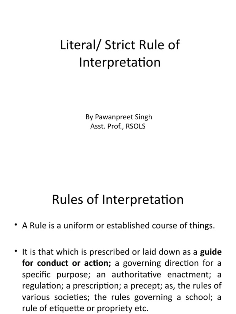 Literal Rule or Strict Rule of Interpretation | PDF | Plain Meaning ...