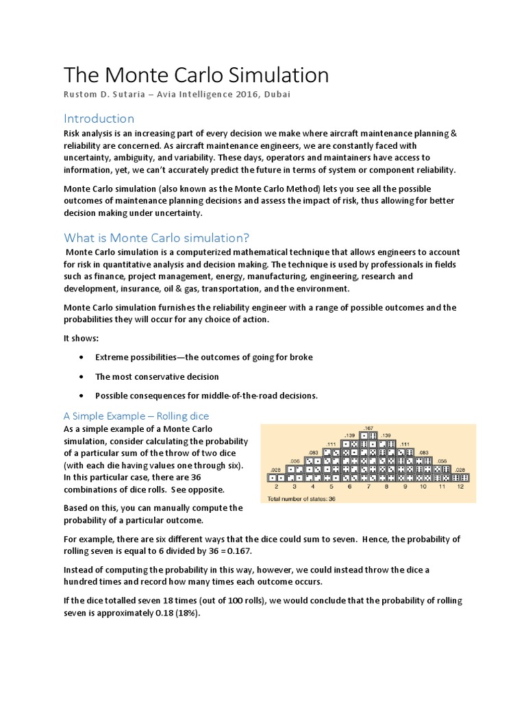 The Monte Carlo Simulation: Rustom D. Sutaria - Avia Intelligence 2016, Dubai | PDF ...
