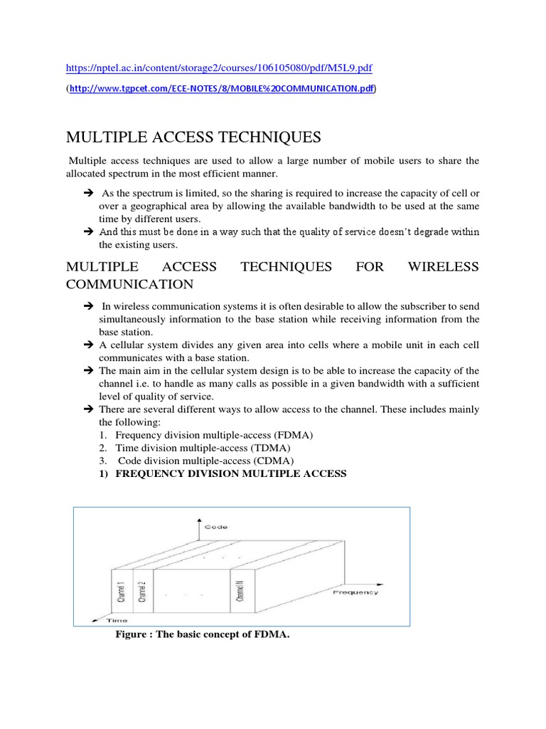 Overview of Multiple Access Techniques | PDF | Channel Access Method ...