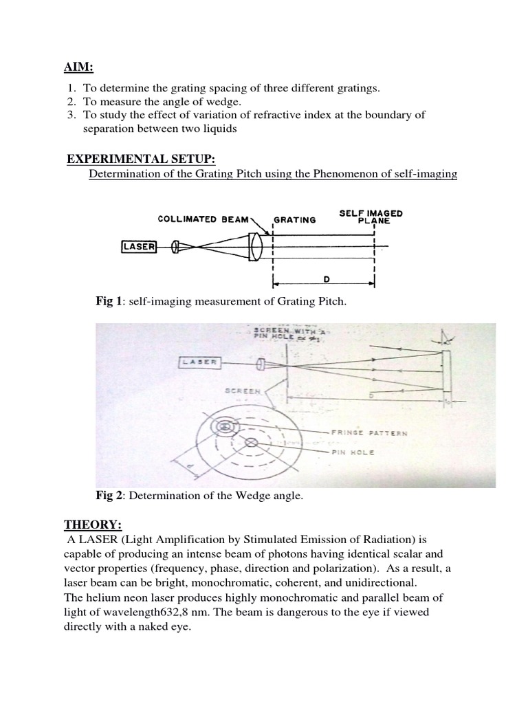 Determination of The Grating Pitch Using The Phenomenon of Self-Imaging ...
