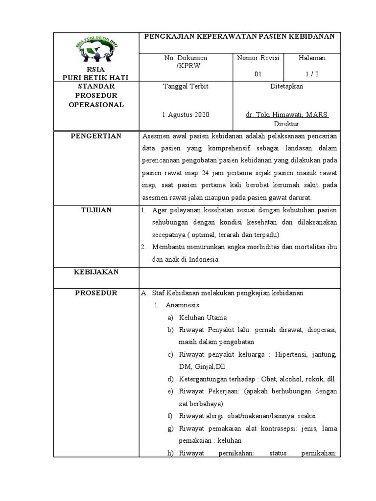 Spo Pengkajian Pasien Kebidanan | PDF