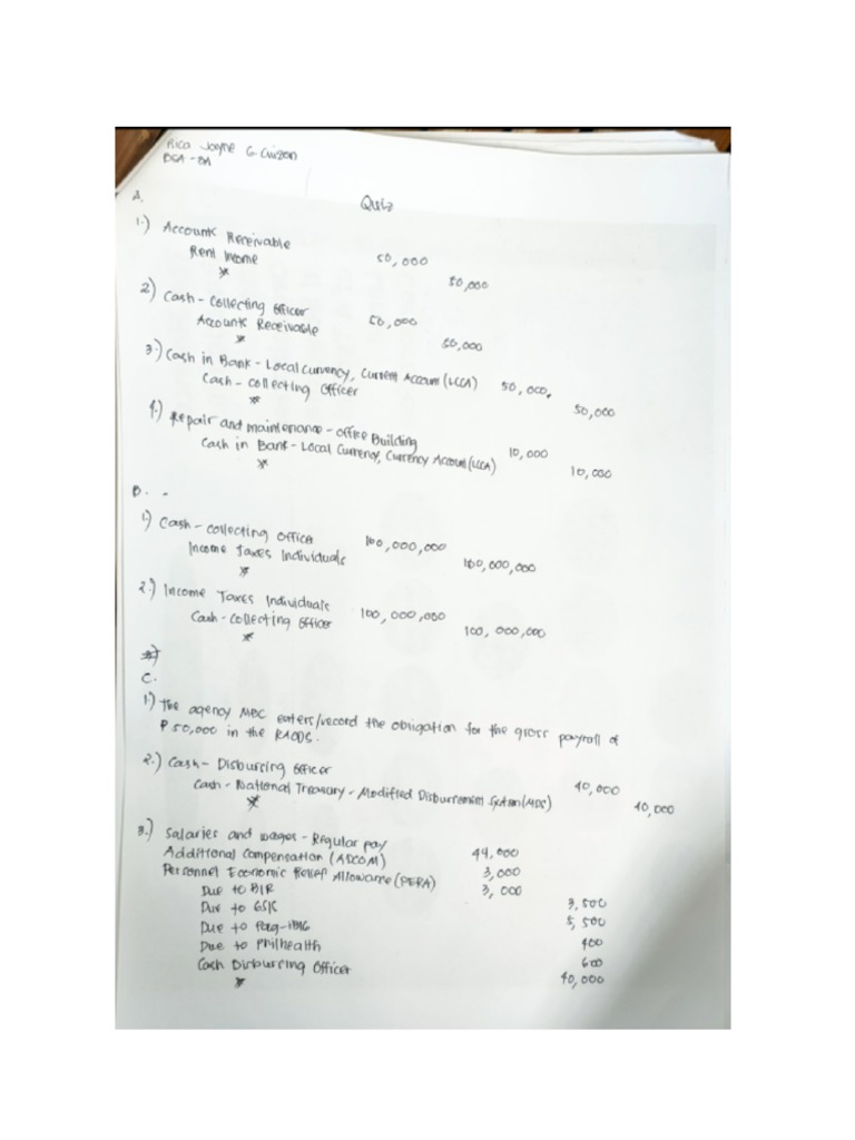 Government Accounting Journal Entries Quiz | PDF
