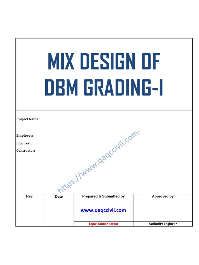 Mix Design of DBM Grading-I: Project Name | PDF | Asphalt | Viscosity