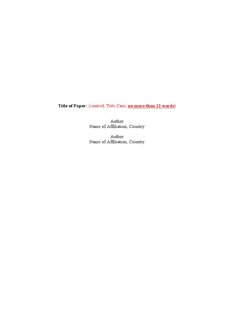 Title of Paper:: (Centred, Title Case, No More Than 12 Words) | PDF ...