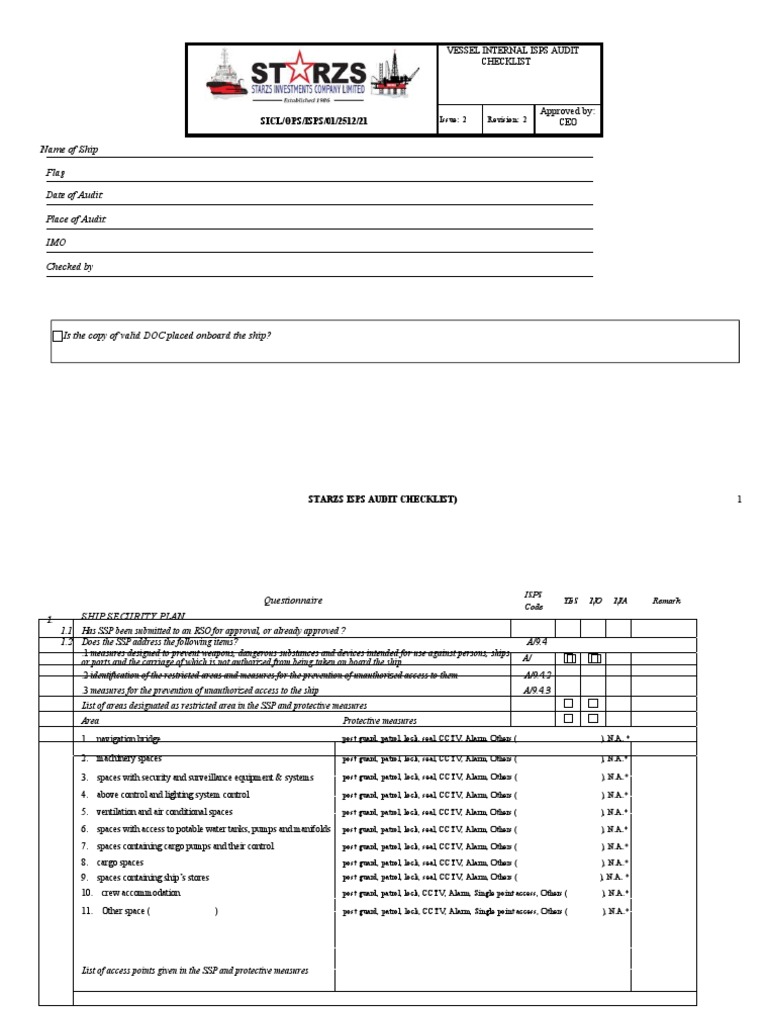 Isps Audit Checklist | PDF