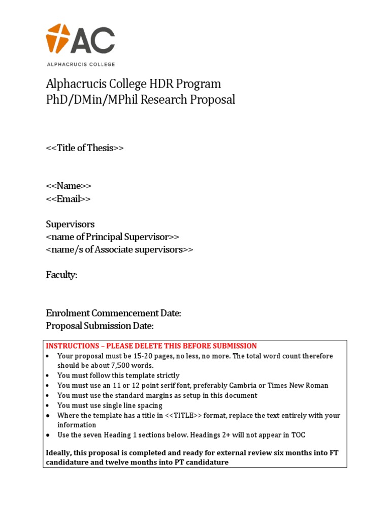 Alphacrucis College HDR Program | PDF | Thesis | Books