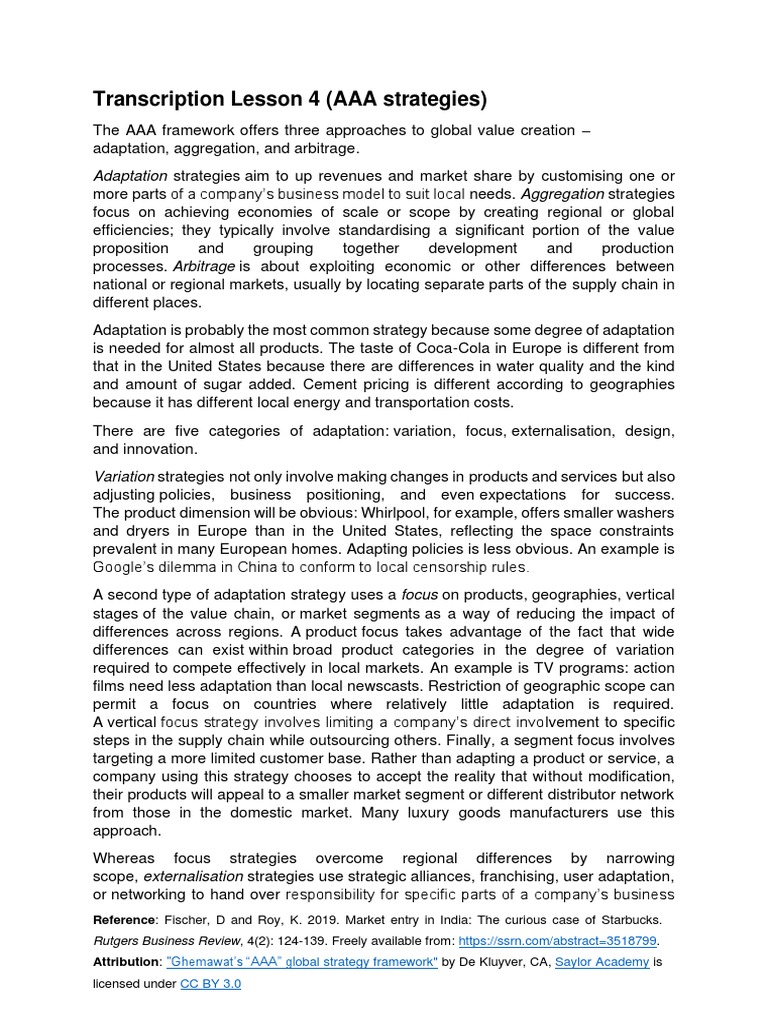Understanding the AAA Global Strategy | PDF | Market (Economics ...