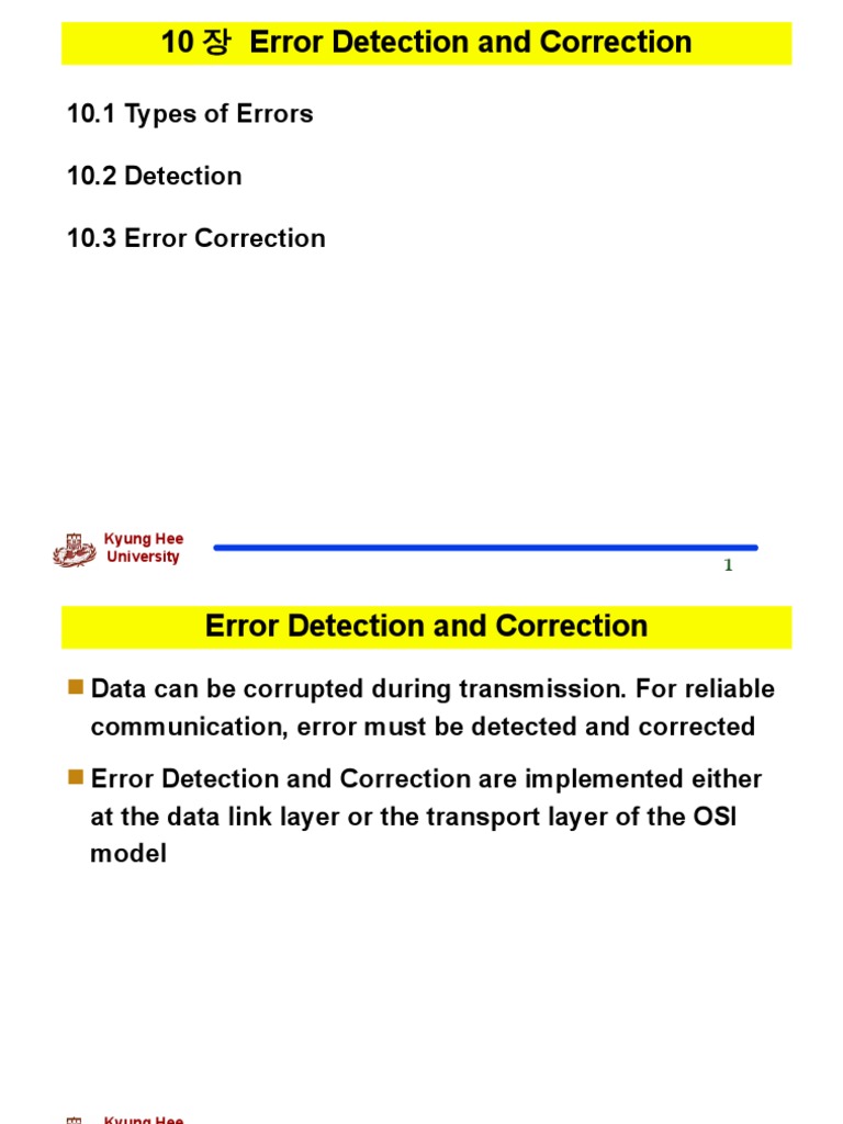 10.1 Types of Errors 10.2 Detection 10.3 Error Correction | Download Free PDF | Error Detection ...