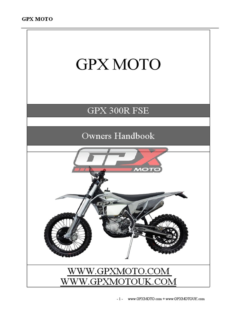 GPX 300R FSE Owner's Handbook | PDF | Brake | Motorcycle
