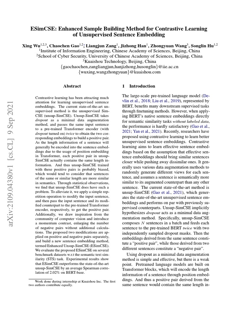 Esimcse: Enhanced Sample Building Method For Contrastive Learning of Unsupervised Sentence ...