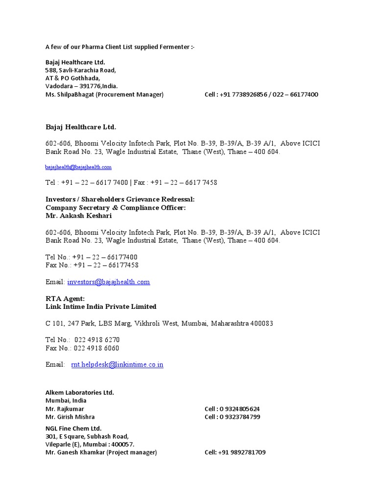 Client List - Pharma | PDF