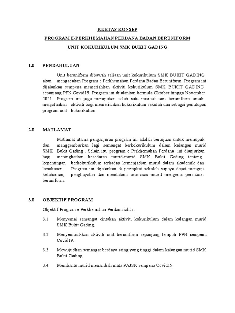 E-Perkhemahan Perdana SMKBG | PDF