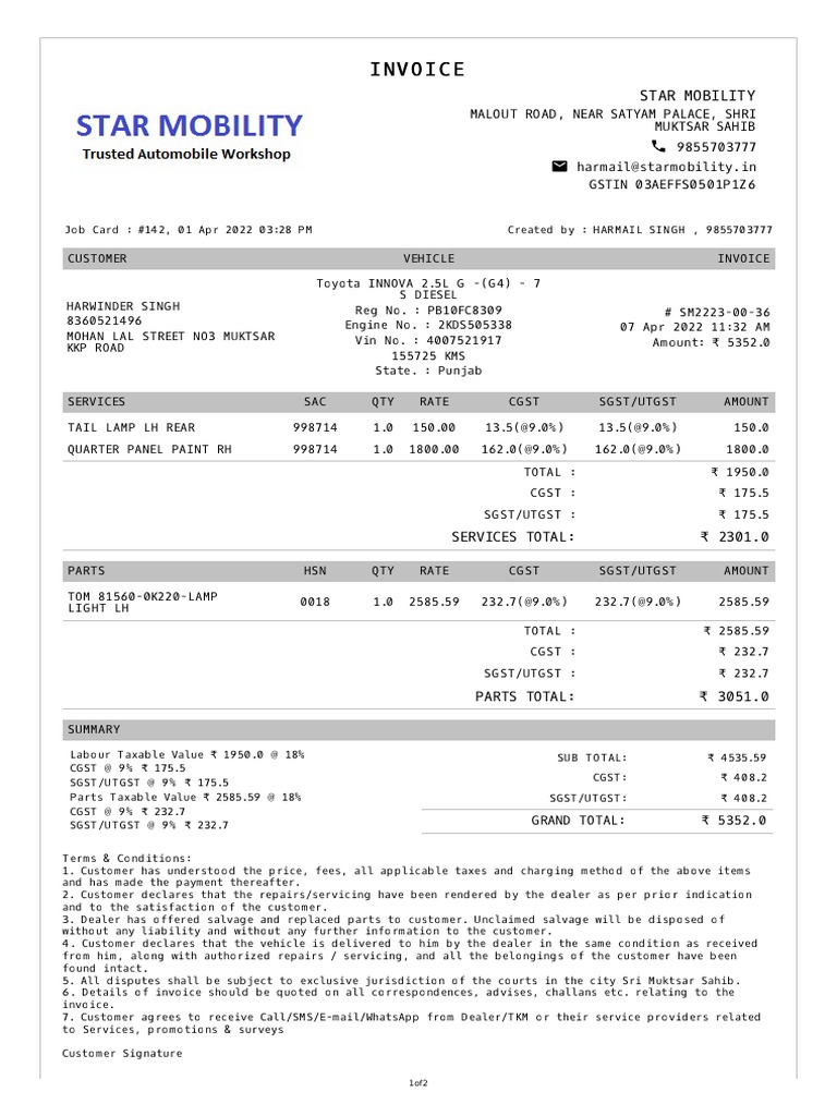 Invoice | PDF | Motor Vehicle