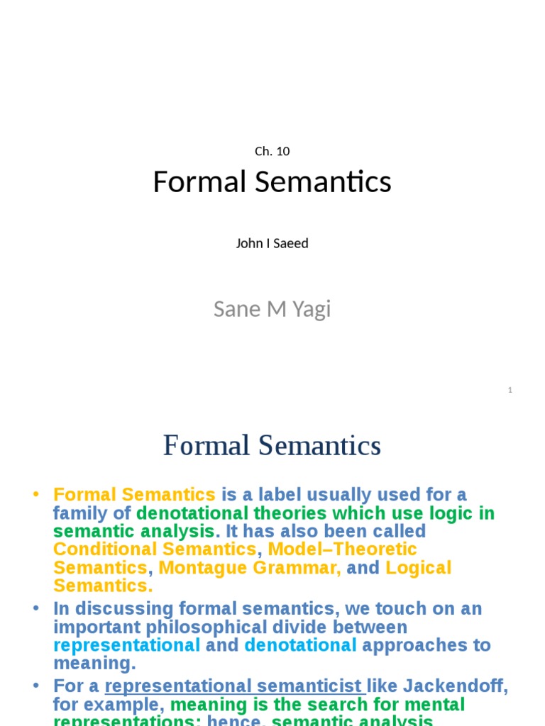Formal Semantics: Sane M Yagi | Download Free PDF | Modal Logic | Semantics
