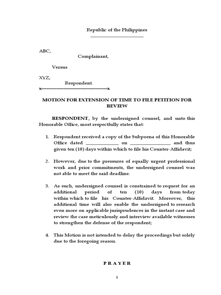 Sample Motion For Extension | PDF