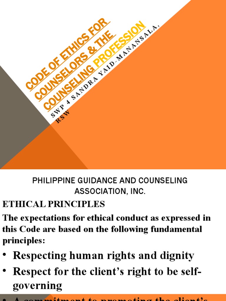 Philippine Counselors' Code of Ethics | PDF | School Counselor ...