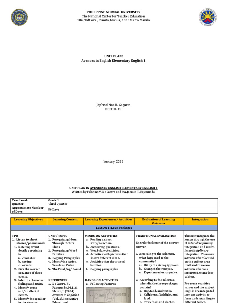 Unit Plan (English 1) | PDF | English Language | Poetry
