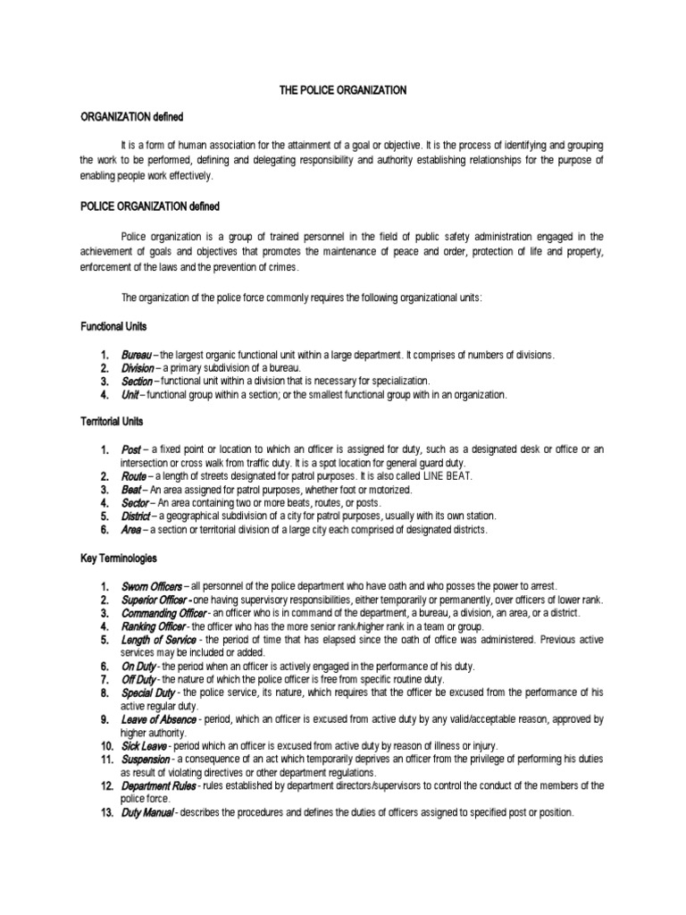 Police Organization | PDF | Police | Inspector