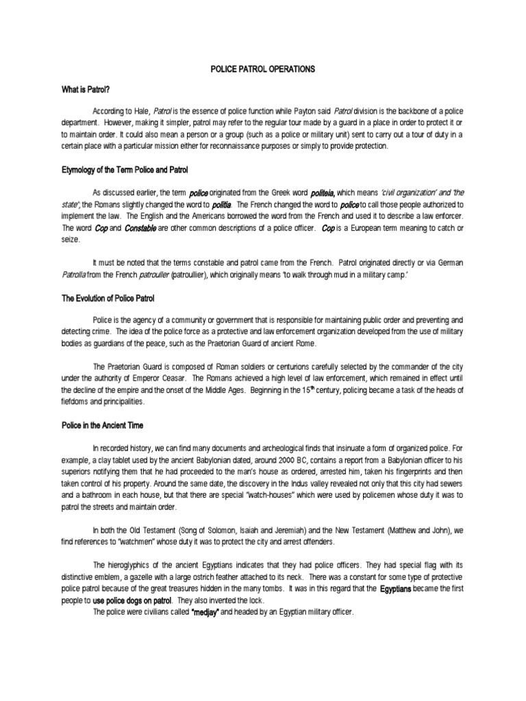Police Patrol Operations | PDF